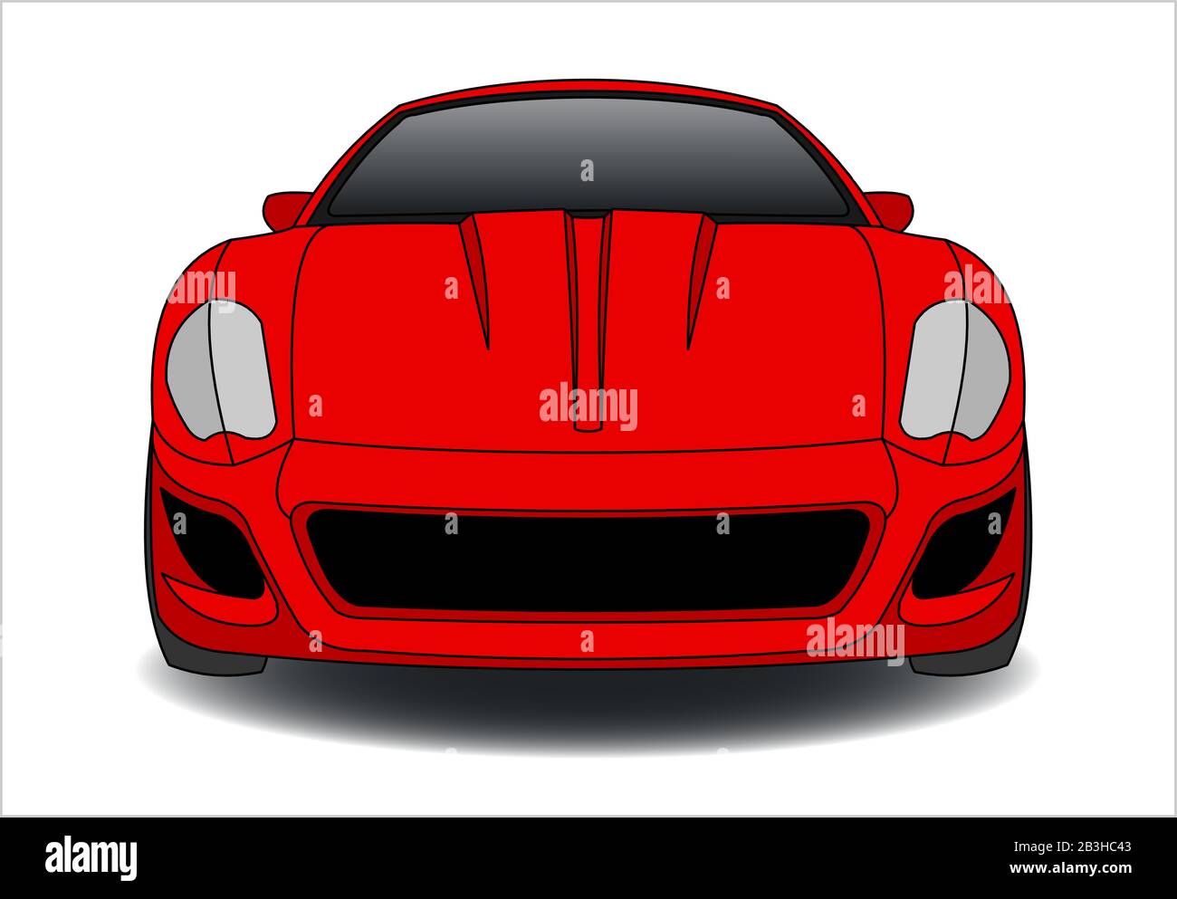 Red Car, Front view. Fast Racing car. Modern flat Vector illustration ...