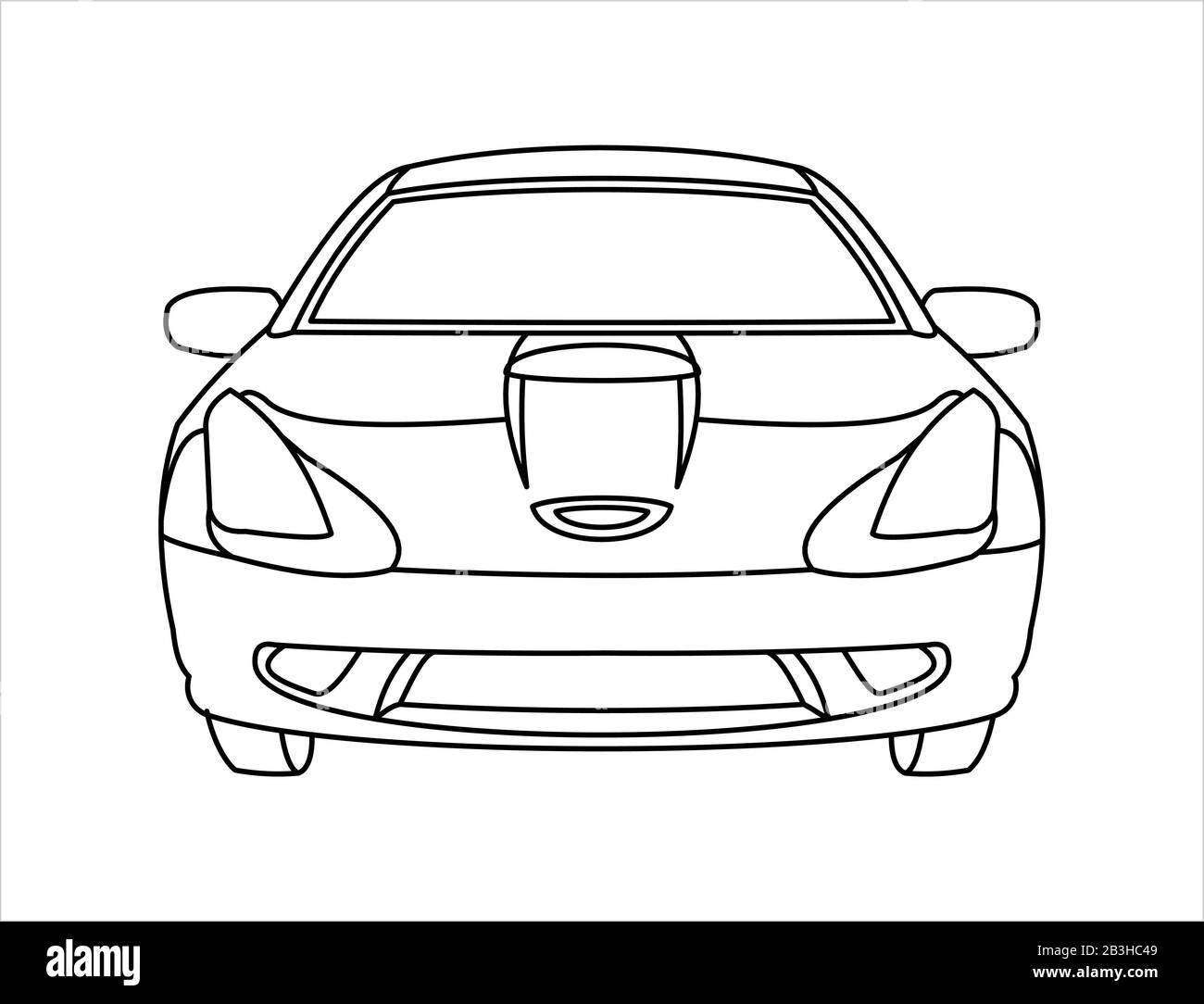 Passenger car, front view. Fast car. Outline Stock Vector Image & Art ...