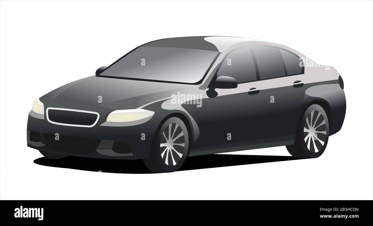 Passenger car, isolated on a white background, three fourth view ...