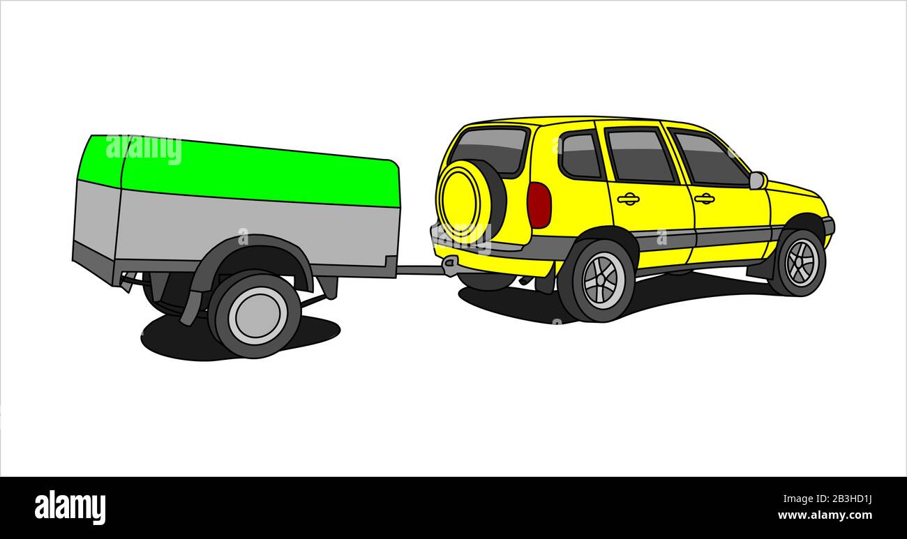 Vector yellow SUV With Trailer Stock Vector Image & Art - Alamy