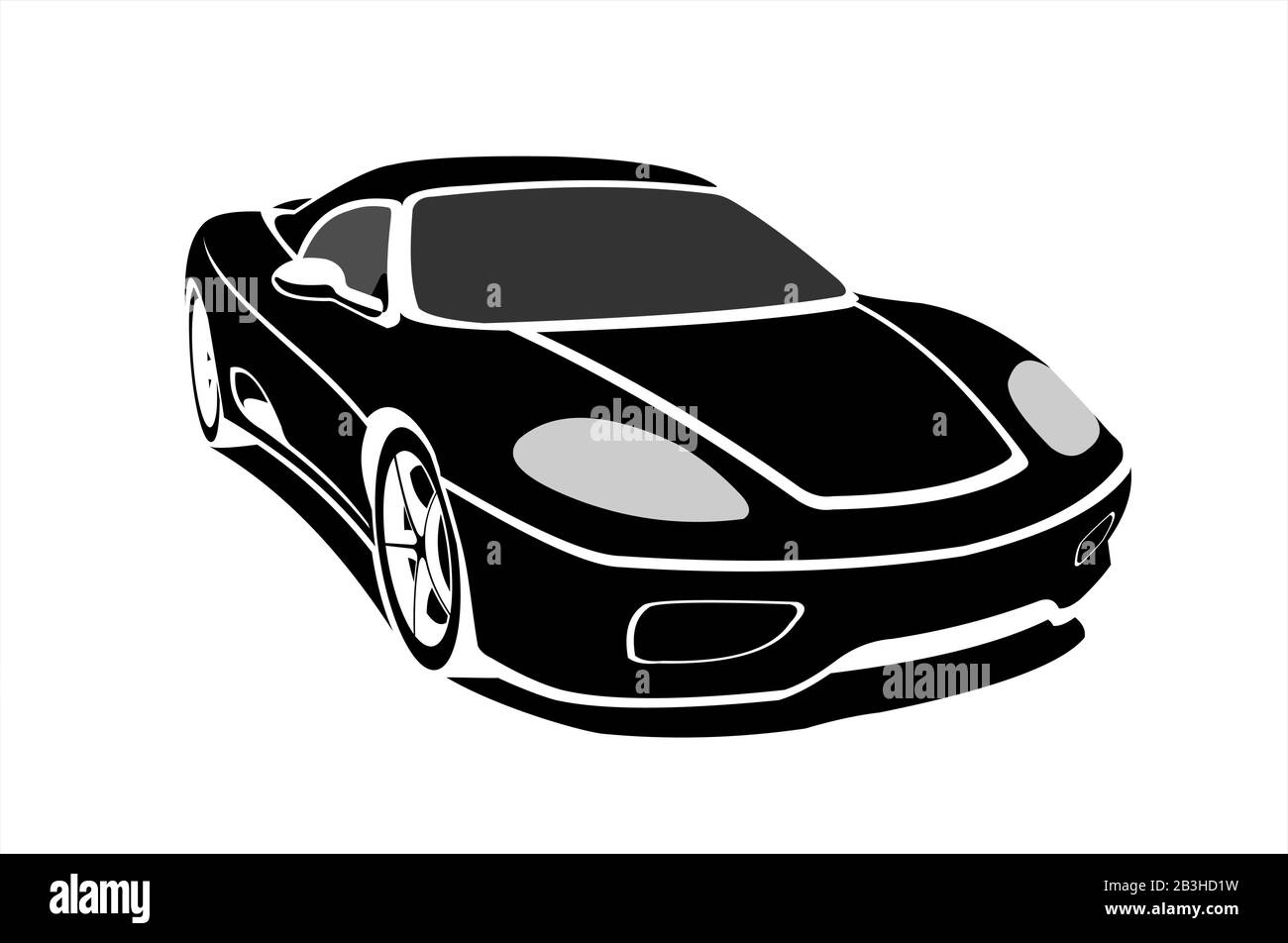 Black Stylized Car, Side view, Three-quarter view. Fast Racing car ...