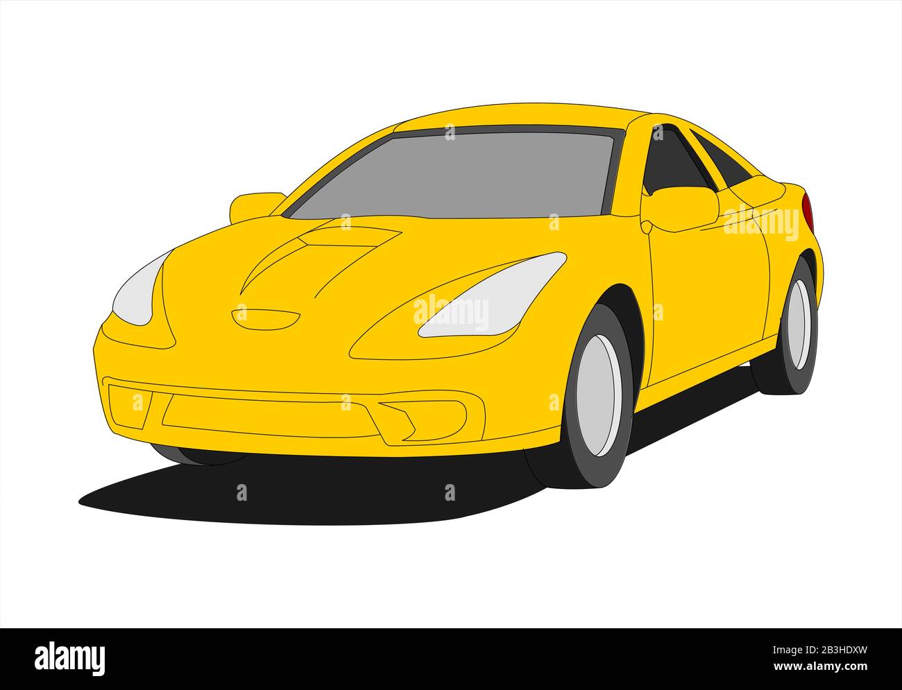 Yellow Car, Three-quarter view. Fast car. Modern flat Vector ...