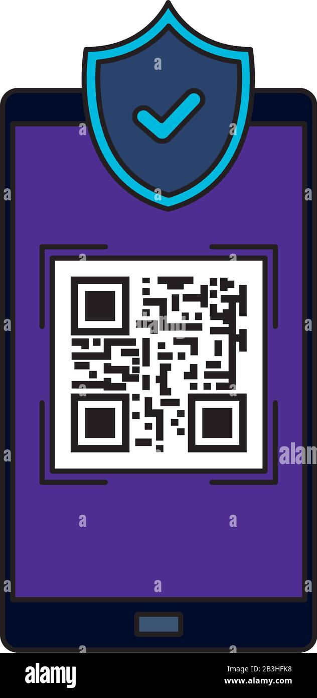 smartphone device with scan code qr and shield Stock Vector Image & Art ...