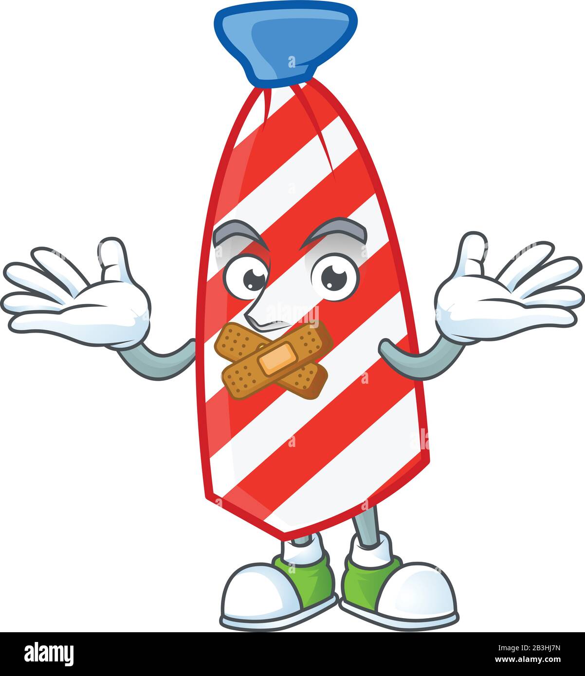 mascot cartoon character design of USA stripes tie making a silent ...