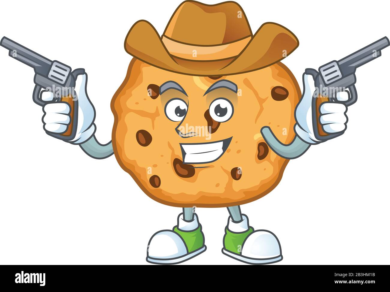 The brave of chocolate chips cookies Cowboy cartoon character holding ...