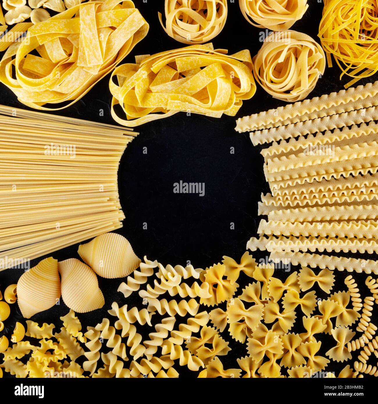 Italian pasta square design template with copy space, a flat lay of ...