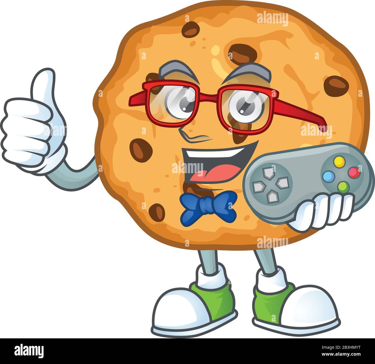 An attractive gamer chocolate chips cookies cartoon character design ...