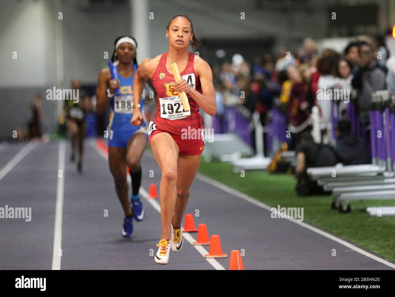 Bailey Lear runs the anchor leg on the Southern California Trojans ...