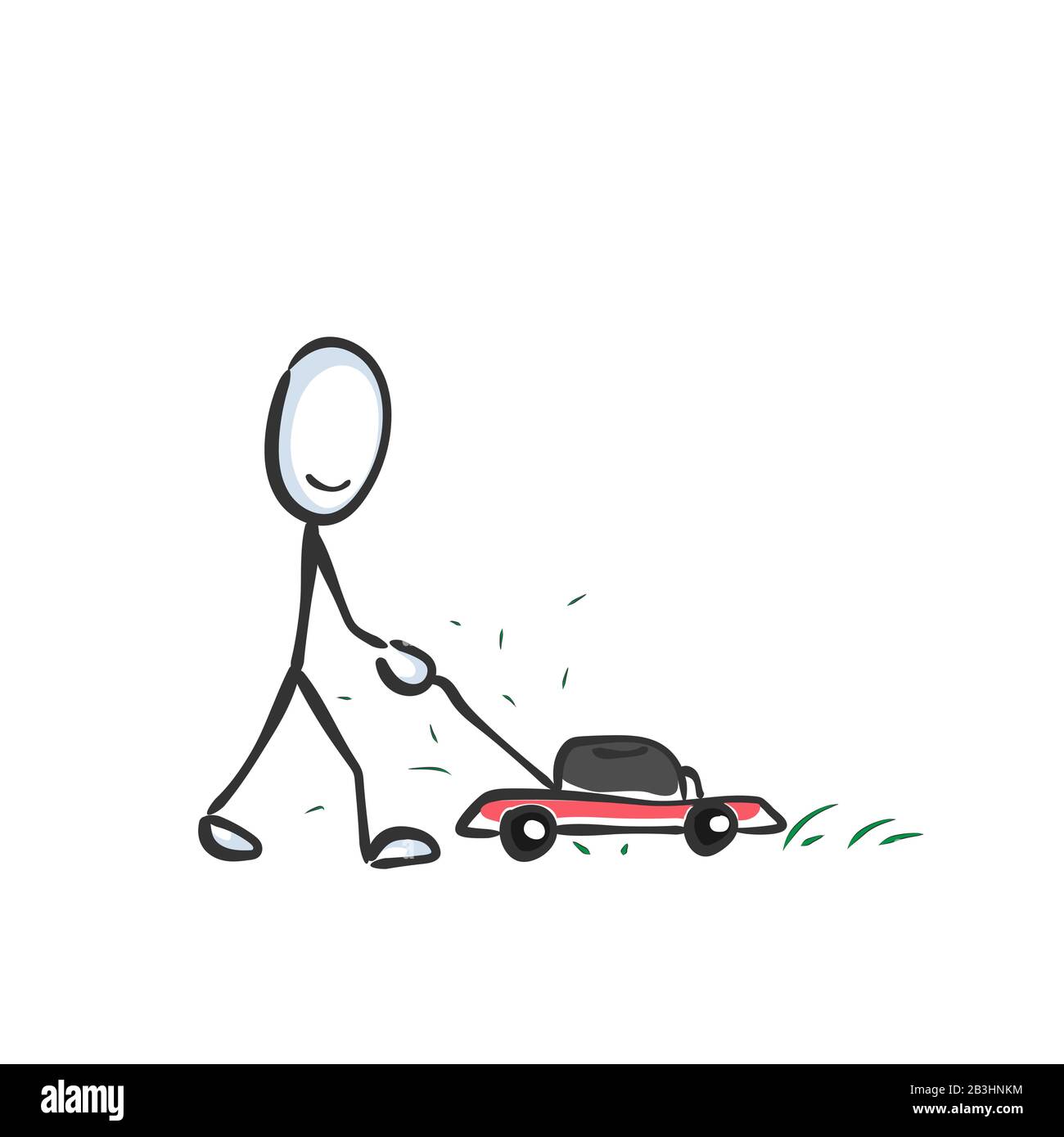 Person mowing grass Cut Out Stock Images & Pictures - Alamy