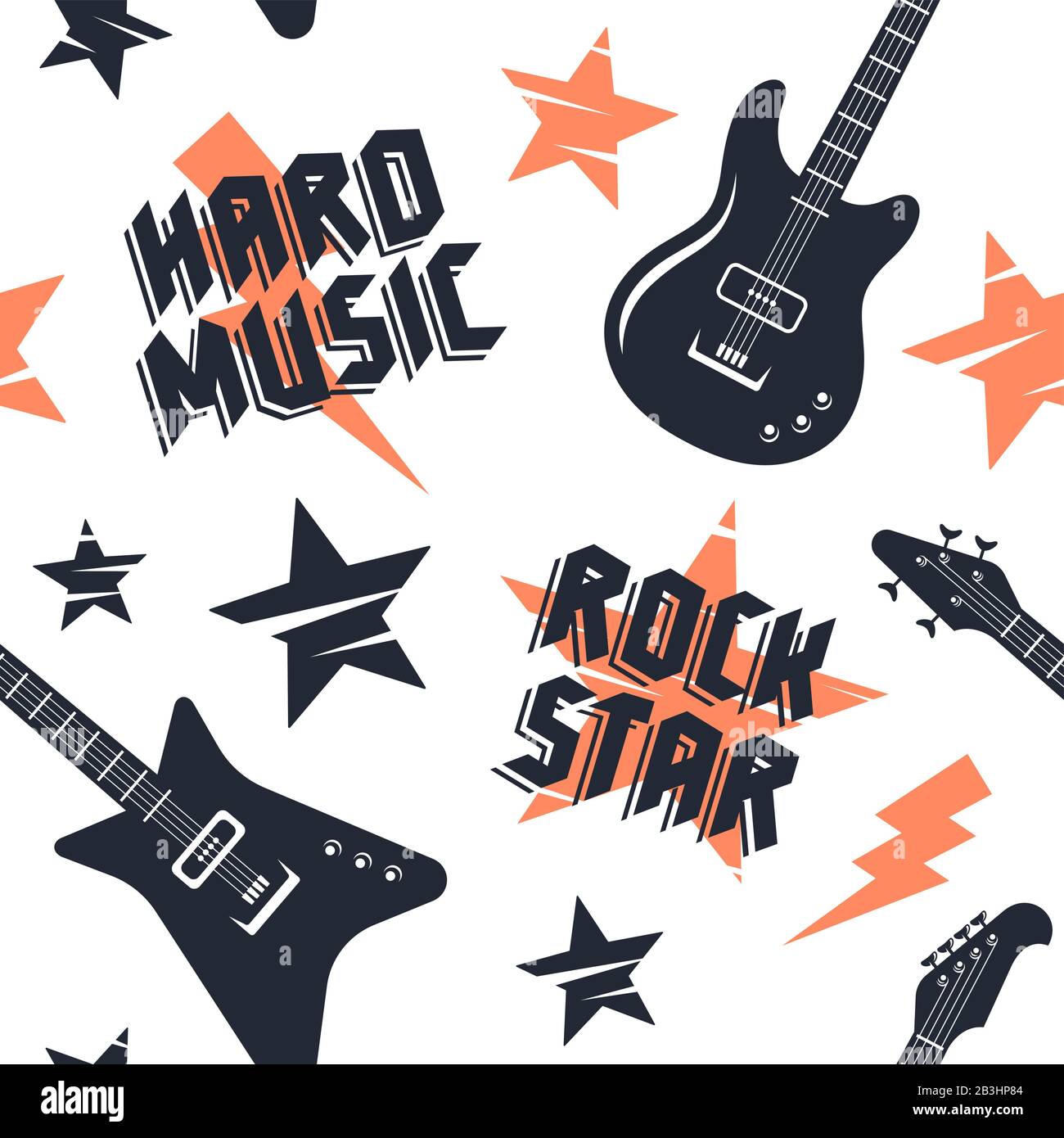 Rock music seamless pattern. Endless vector background on the theme of ...