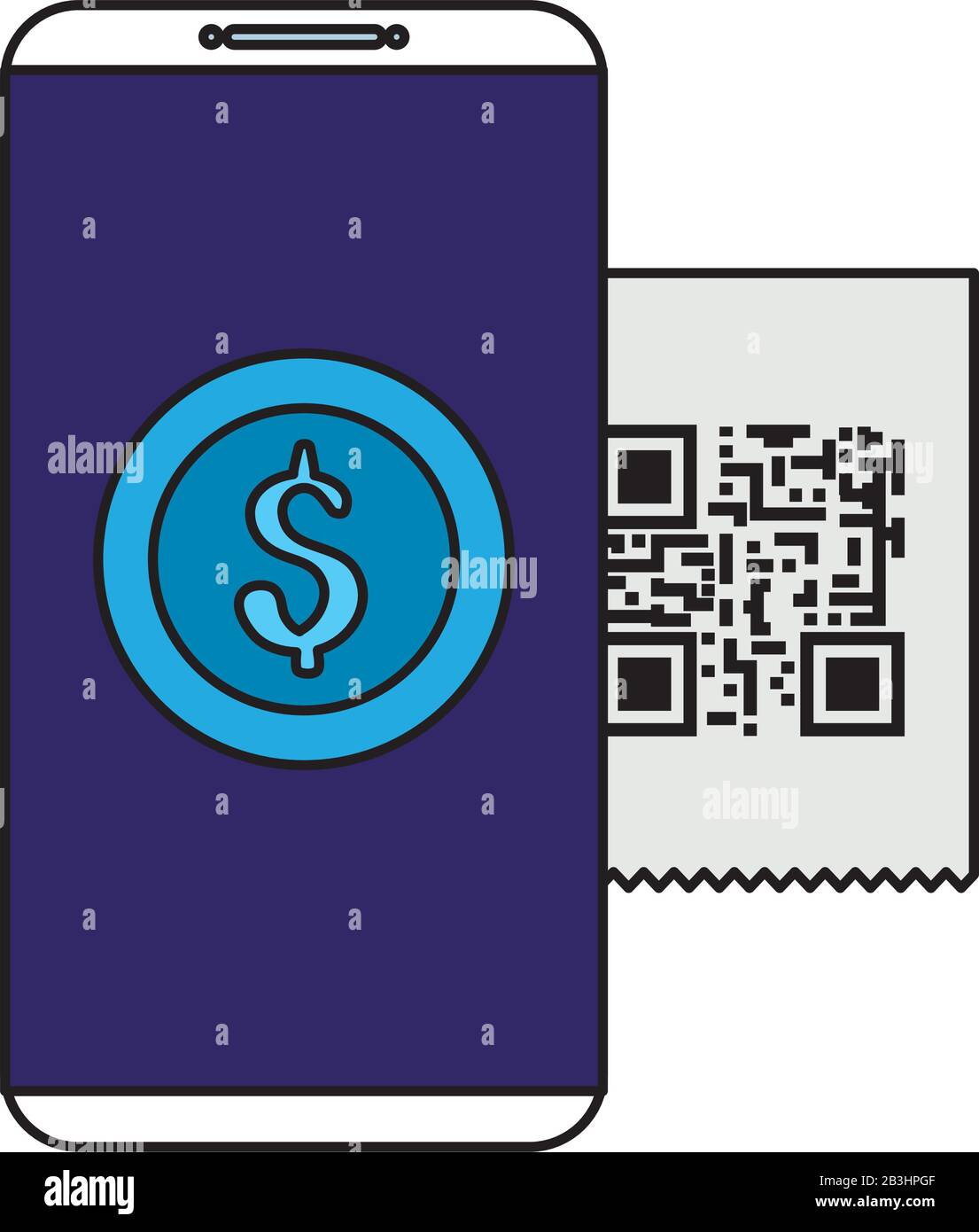 smartphone device with scan code qr and coin Stock Vector Image & Art ...