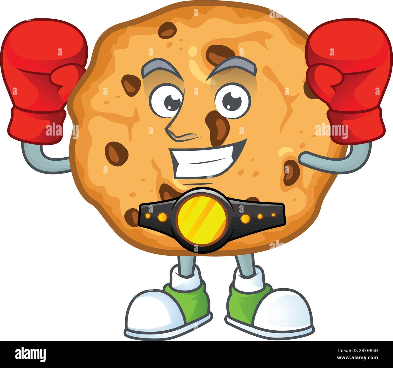 A sporty Boxing chocolate chips cookies cartoon character design style ...