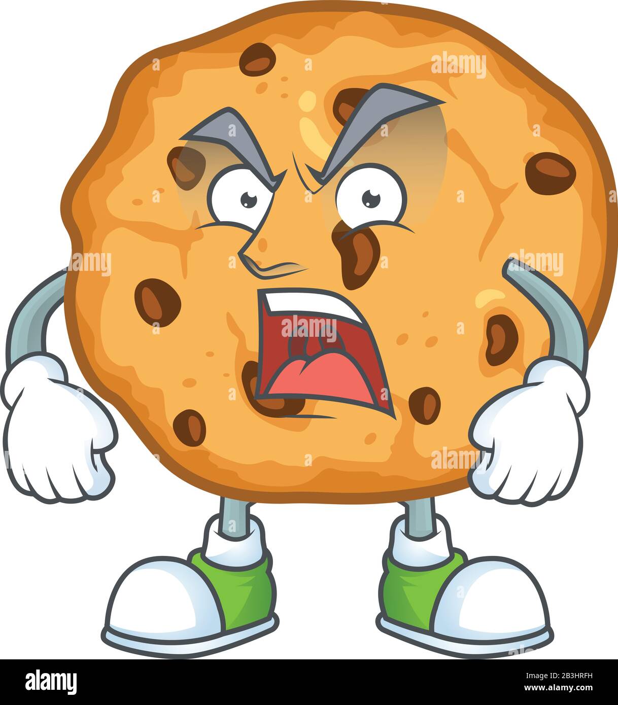 Chocolate chips cookies cartoon character design with angry face Stock ...