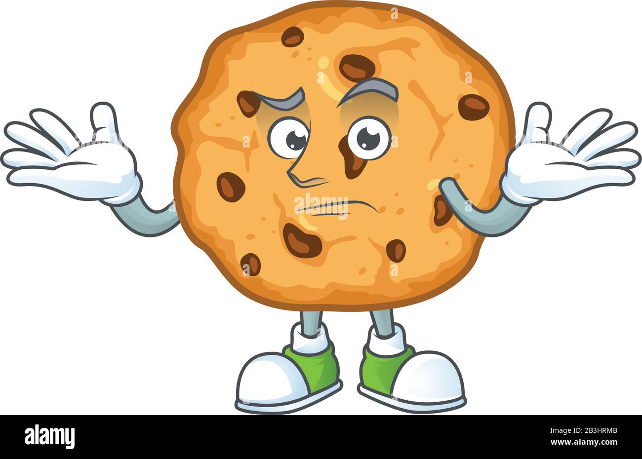 A comical Grinning chocolate chips cookies cartoon design style Stock ...