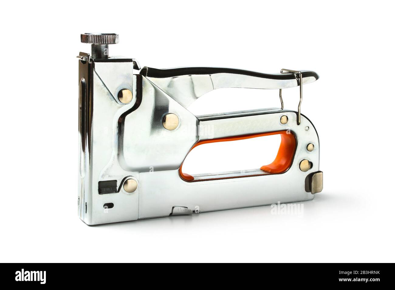 Mechanical stapler for furniture close-up isolated on white Stock Photo ...