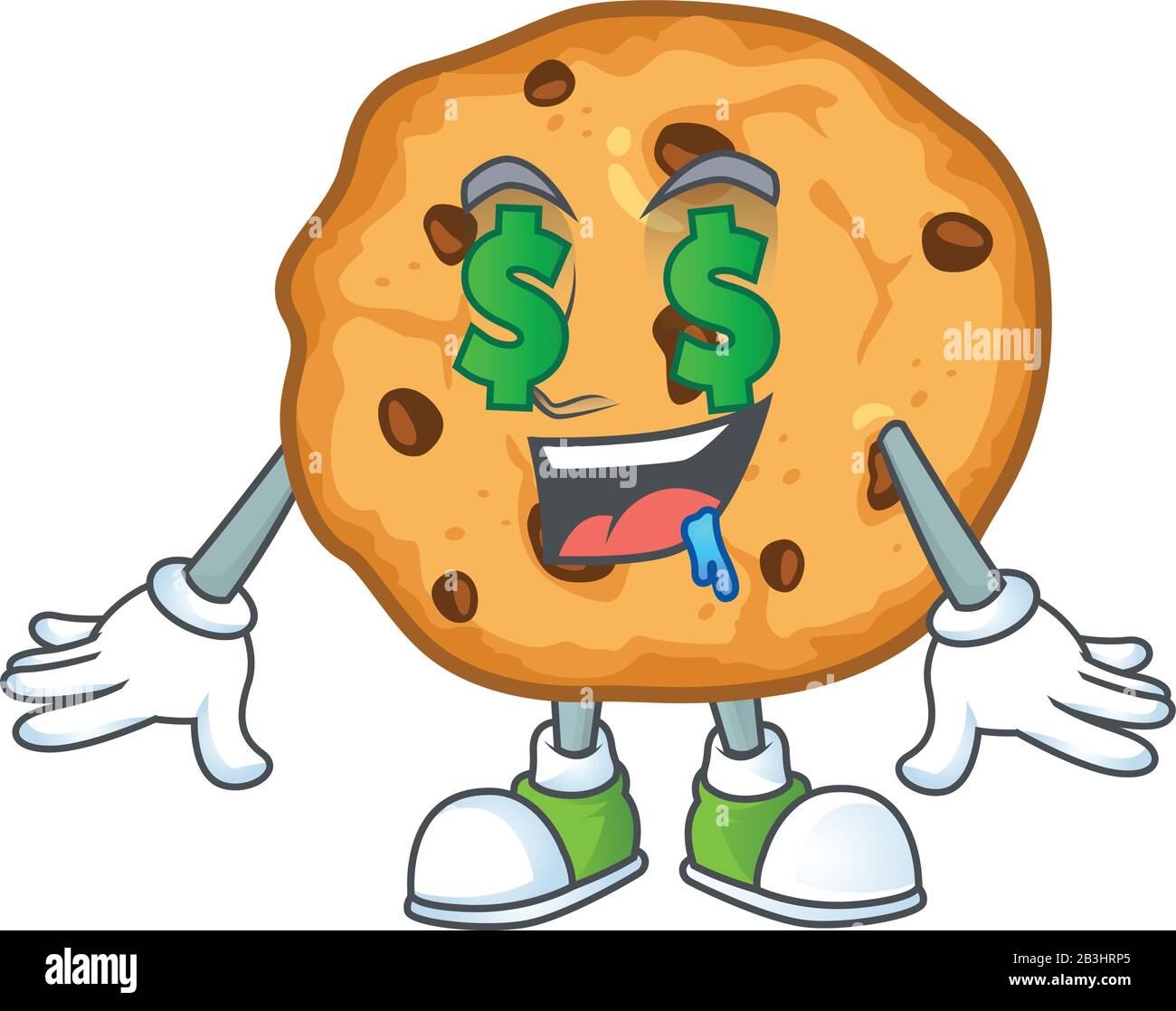 cartoon character style of chocolate chips cookies with Money eye Stock ...