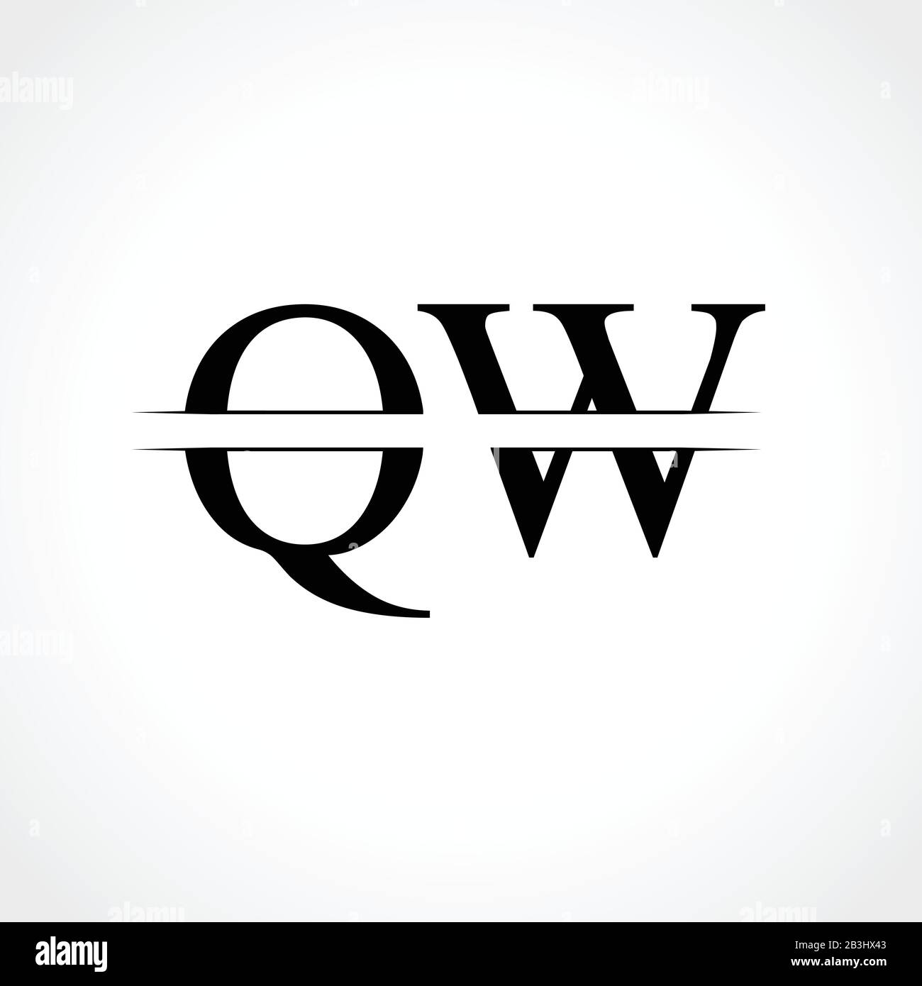 Initial Monogram Letter QW Logo Design Vector Template. Black Letter QW ...