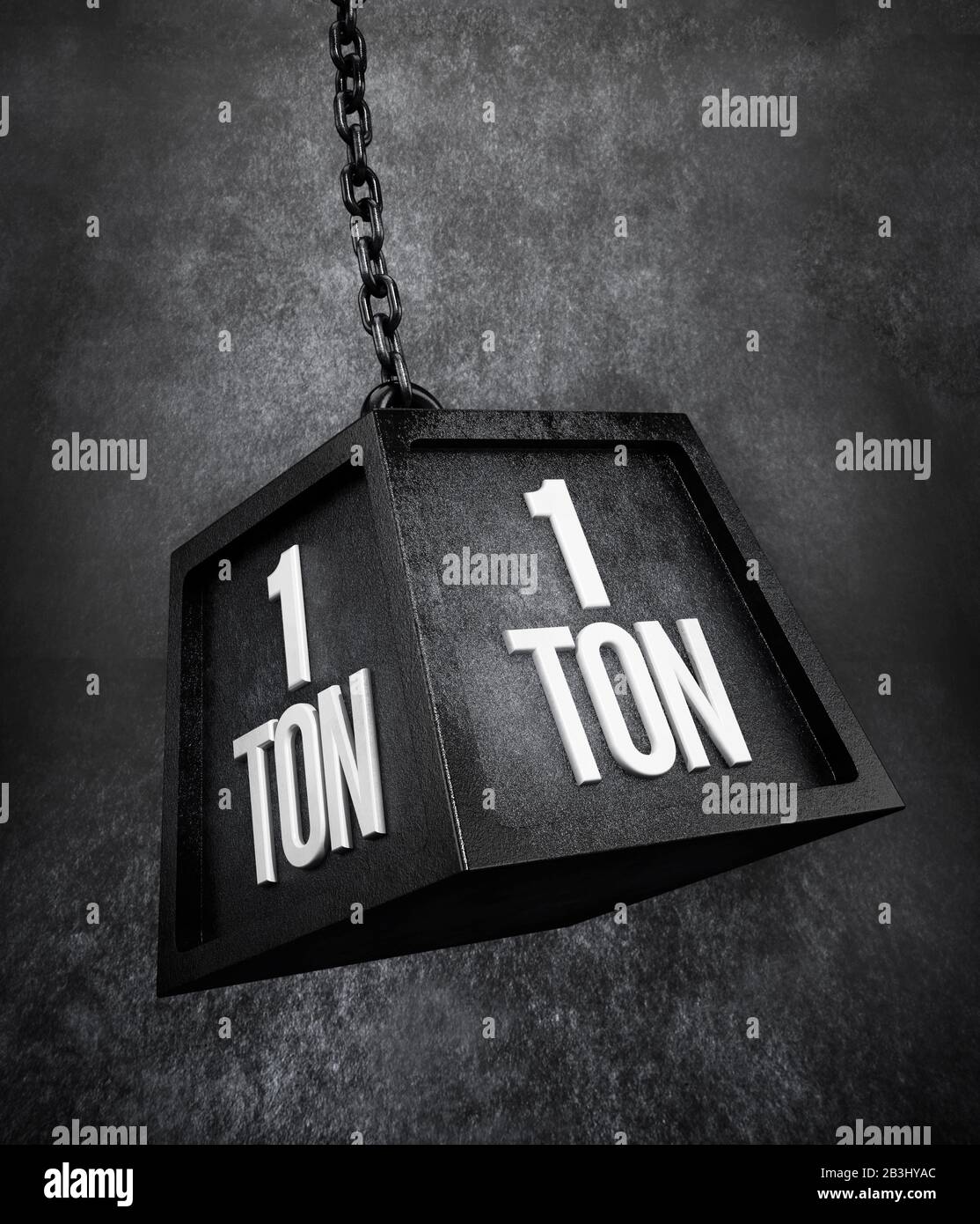 1 ton weight with black chain . 3D illustration Stock Photo - Alamy