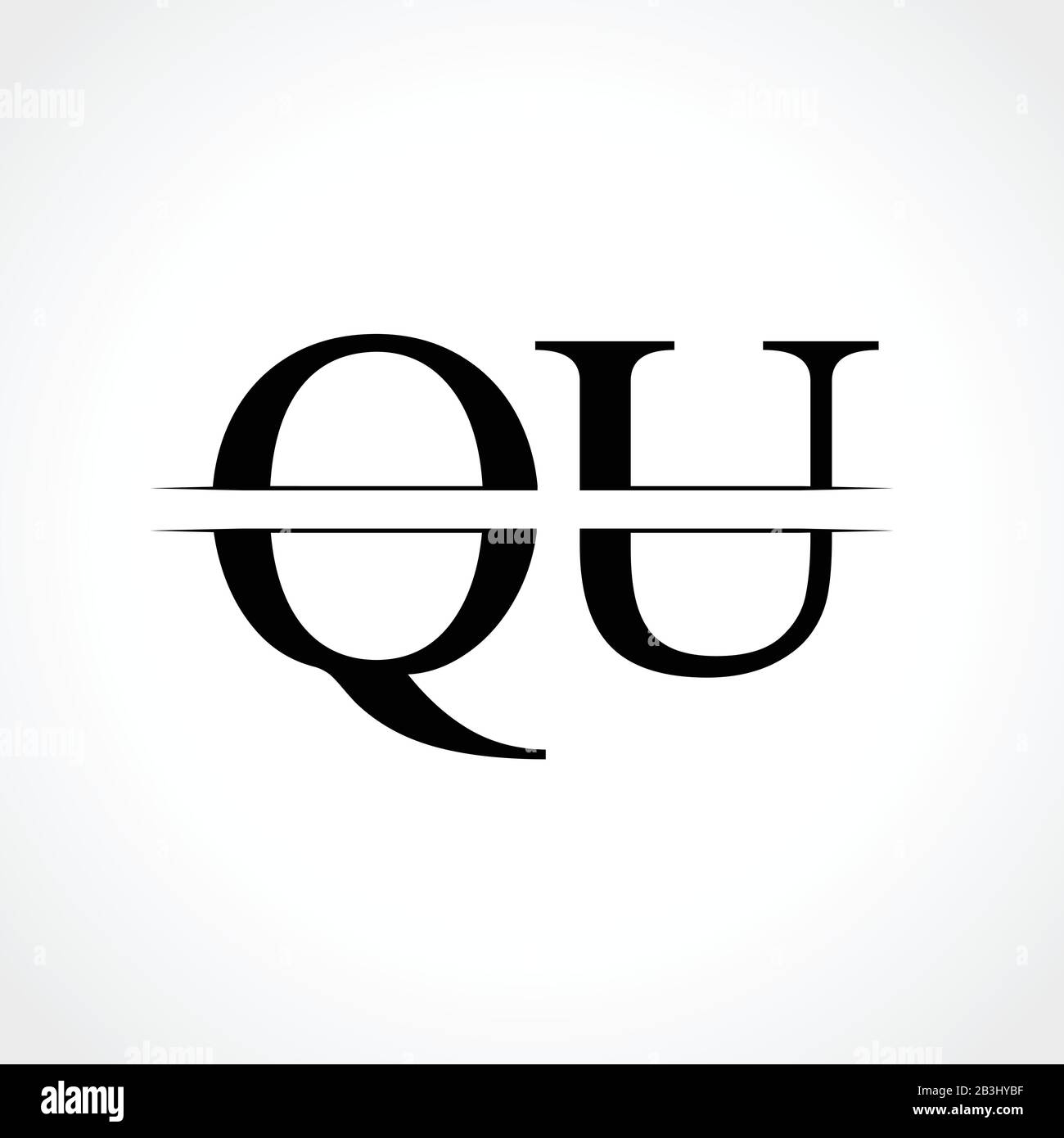 Initial Monogram Letter QU Logo Design Vector Template. Black Letter QU ...