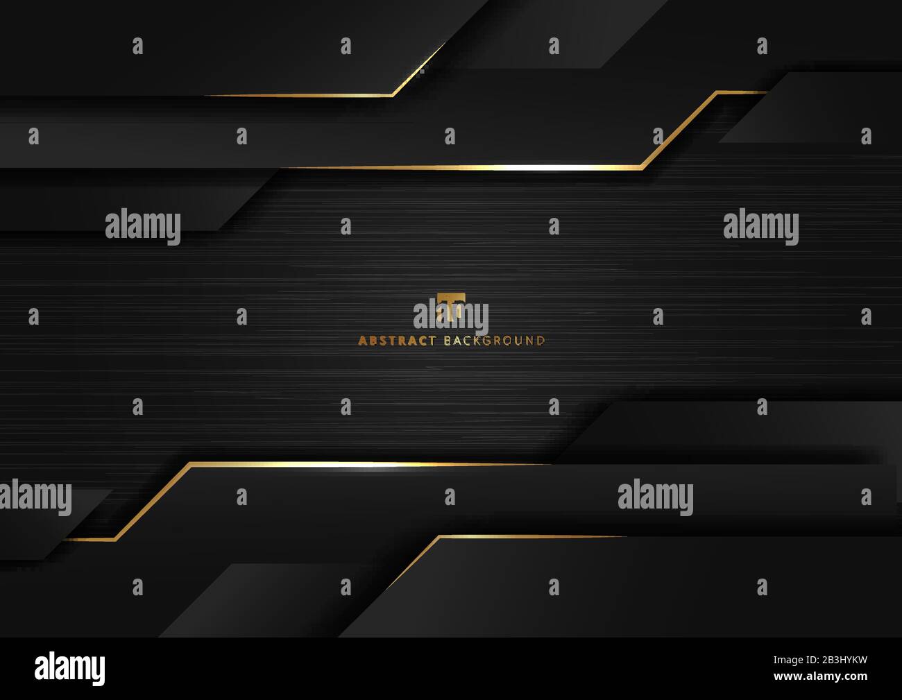 Abstract technology geometric glowing gold and black color shiny motion ...