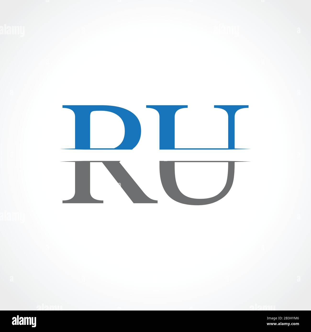 Abstract Letter RU Logo Design Vector Template. Creative Blue and Grey ...