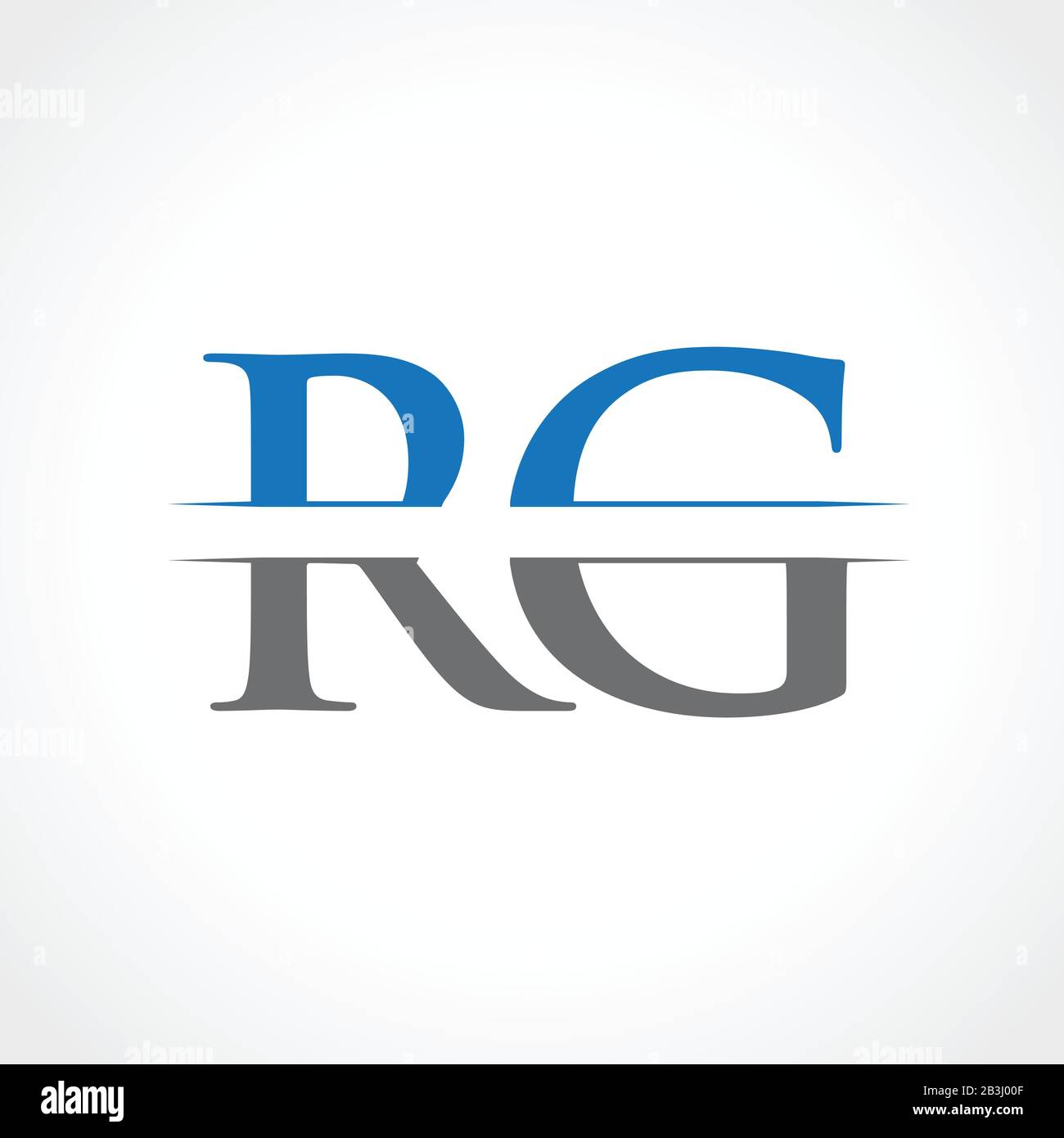 Abstract Letter RG Logo Design Vector Template. Creative Blue and Grey ...