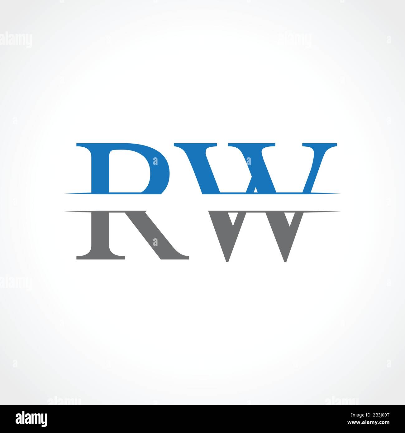 Abstract Letter RW Logo Design Vector Template. Creative Blue and Grey ...