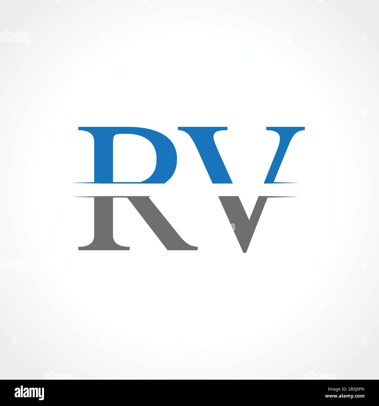 Abstract Letter RV Logo Design Vector Template. Creative Blue and Grey ...