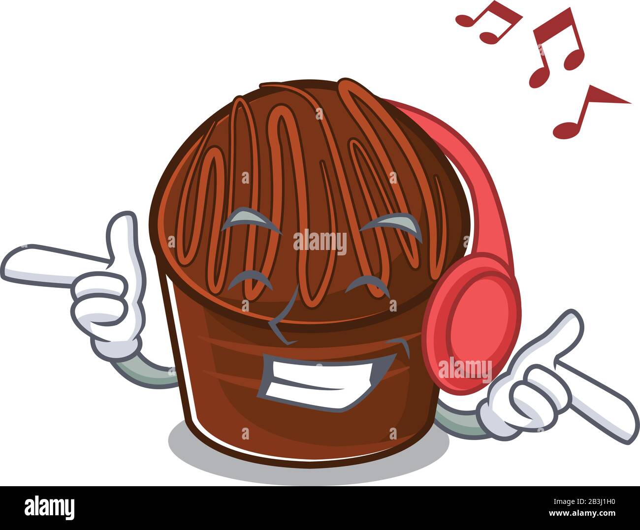 Listening music chocolate candy cartoon character concept Stock Vector ...