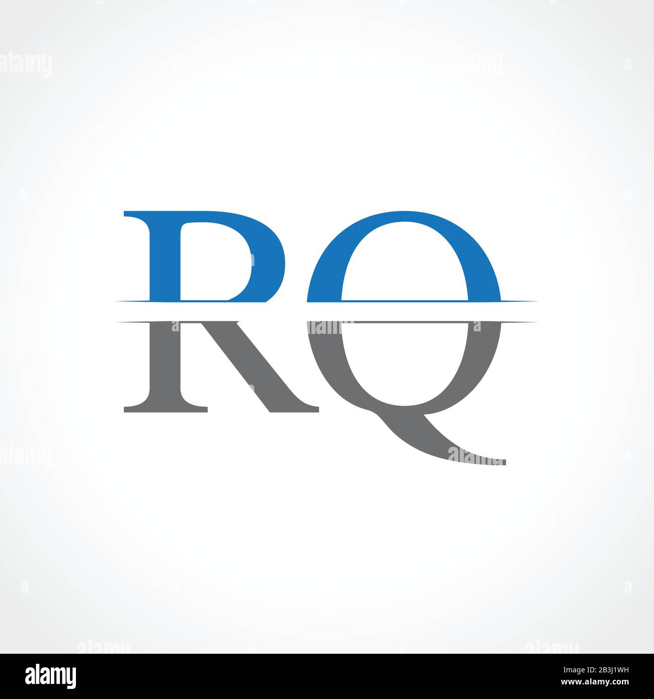Abstract Letter RQ Logo Design Vector Template. Creative Blue and Grey ...