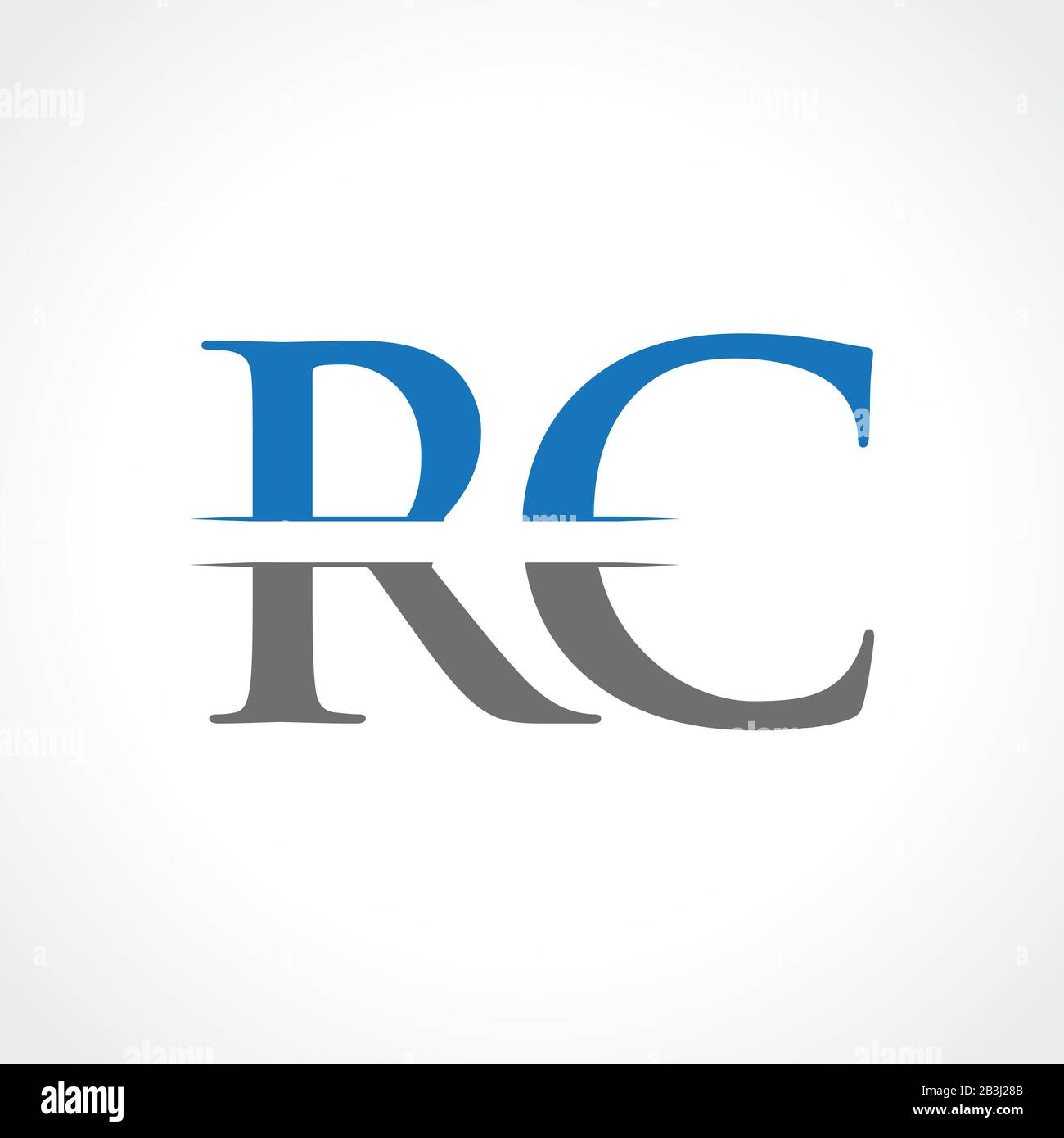 Abstract Letter RC Logo Design Vector Template. Creative Blue and Grey ...