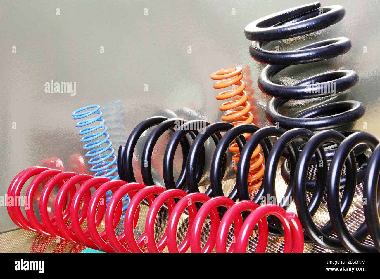 new metal springs texture background Stock Photo - Alamy