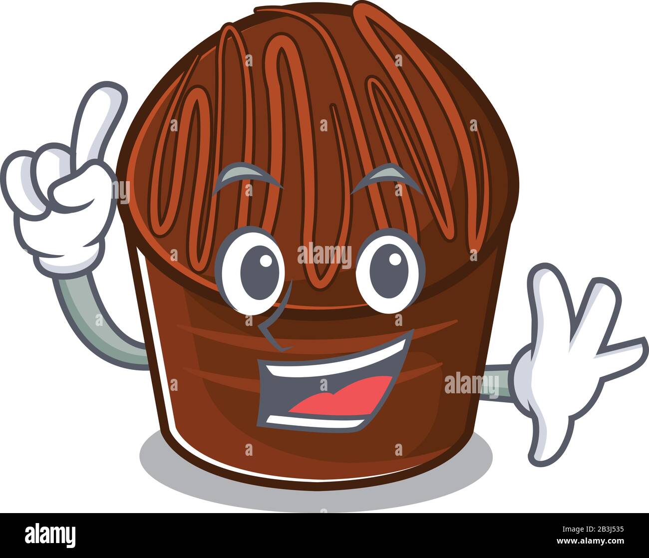mascot cartoon concept chocolate candy in One Finger gesture Stock ...