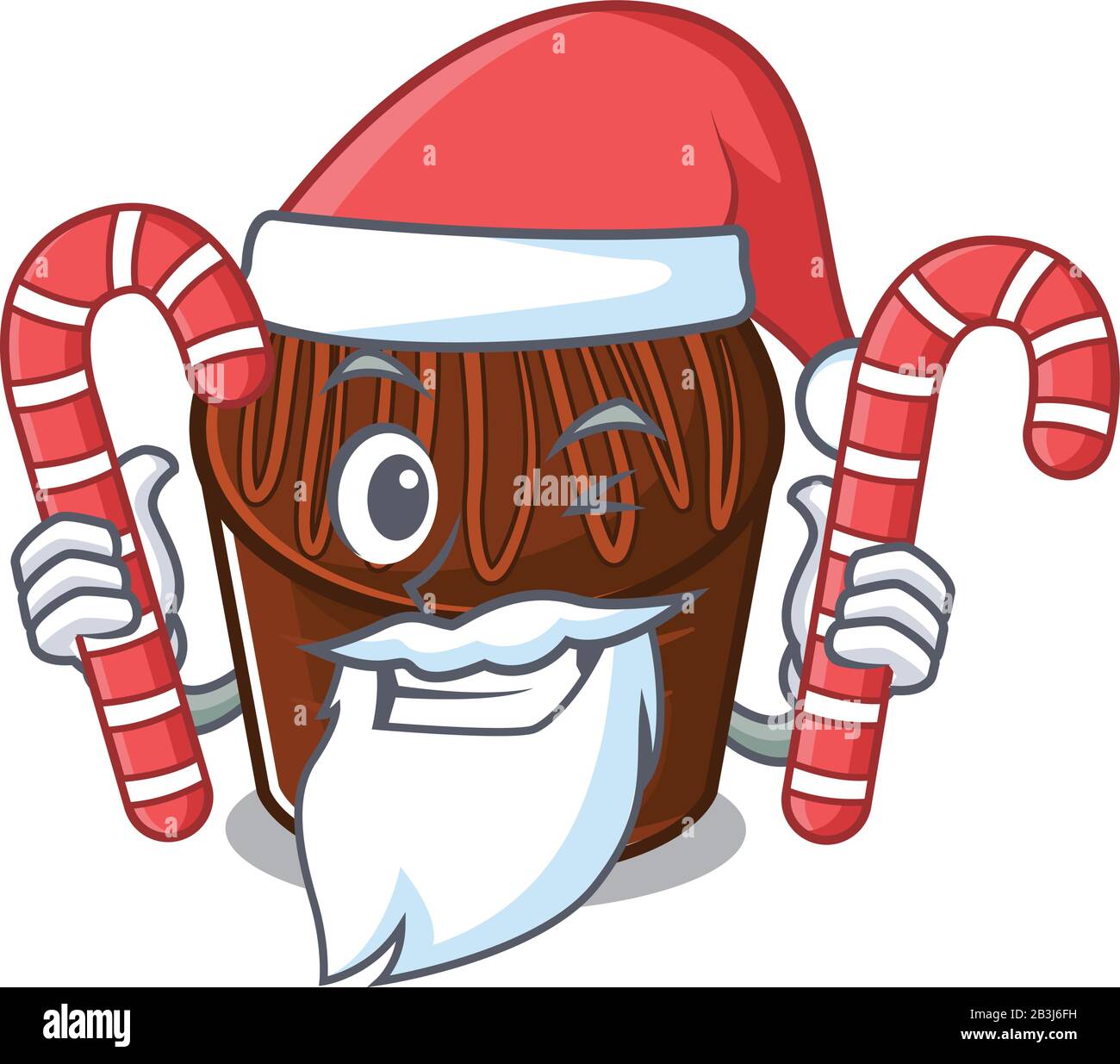 Chocolate candy Cartoon character wearing Santa costume bringing a ...