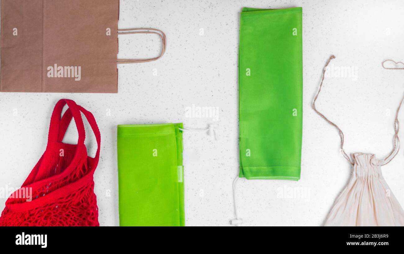 Various type of eco-friendly bags for dhopping produce. Reusable ...