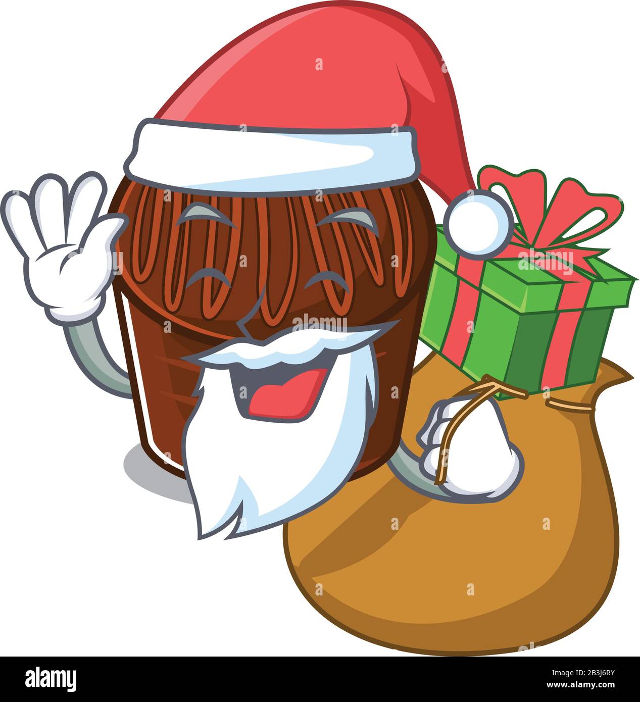 Santa chocolate candy Cartoon character design having box of gifts ...