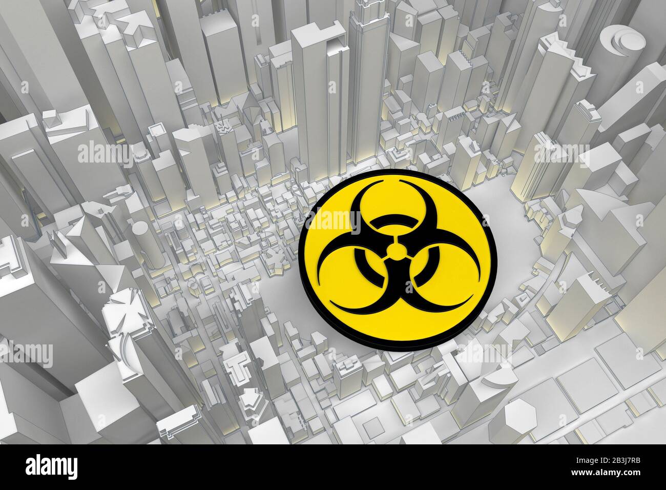 biohazard symbol in abstract city. 3d rendering Stock Photo - Alamy