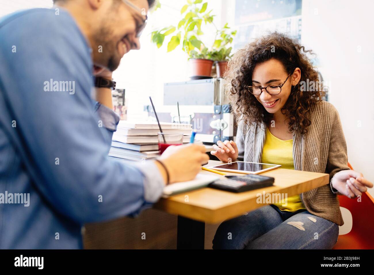 Group of students study at library. Learning and preparing for ...