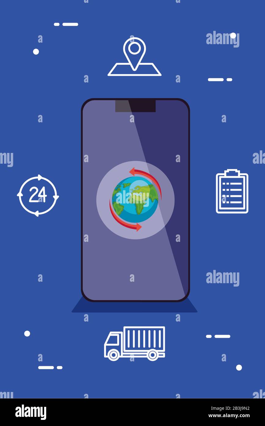 smartphone with world vector design Stock Vector Image & Art - Alamy