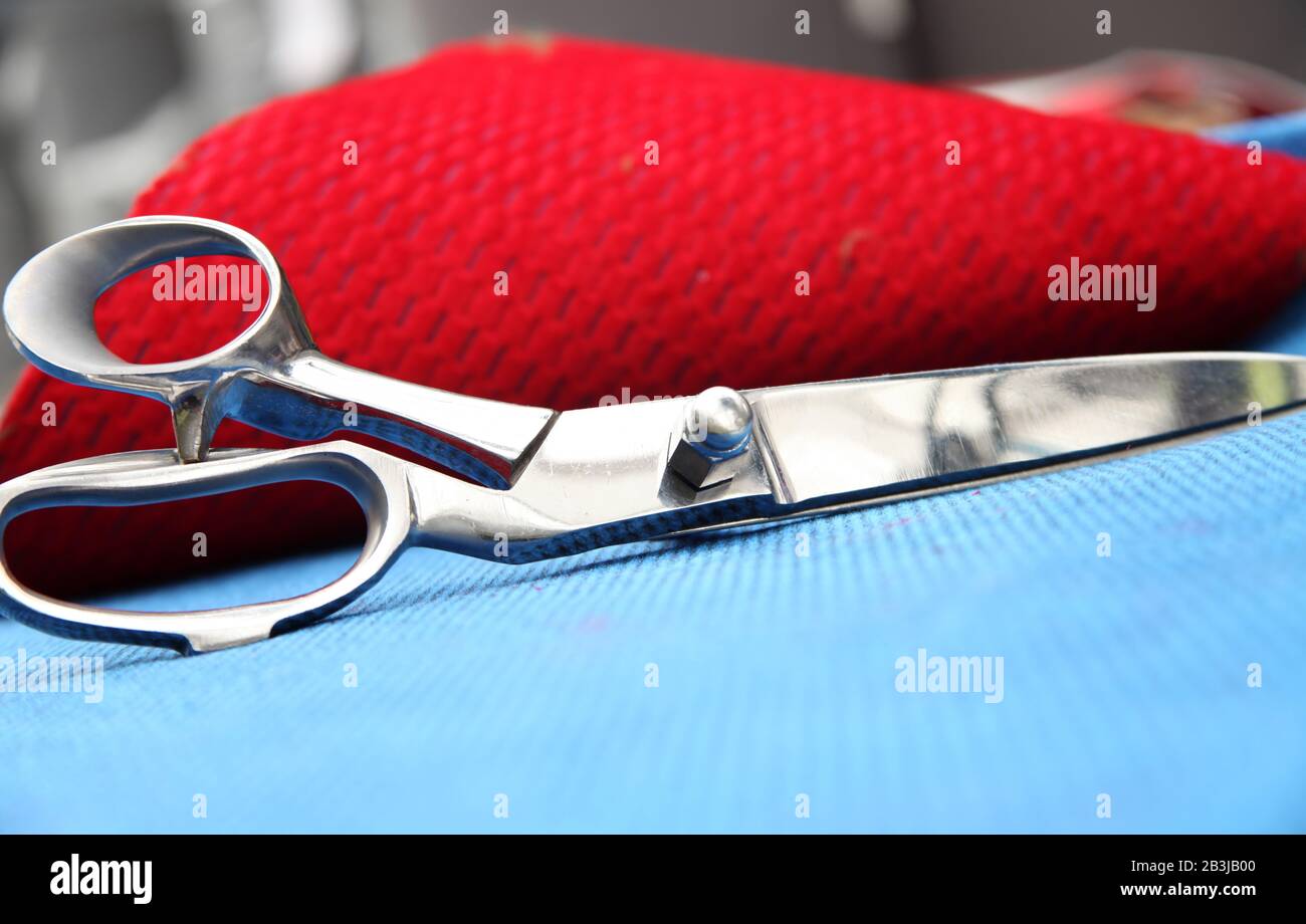 scissors and fabric background texture Stock Photo - Alamy