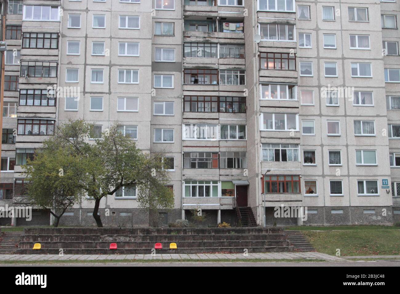 Visaginas, Lithuania. 07th Nov, 2019. Blocks of flats in the centre of ...