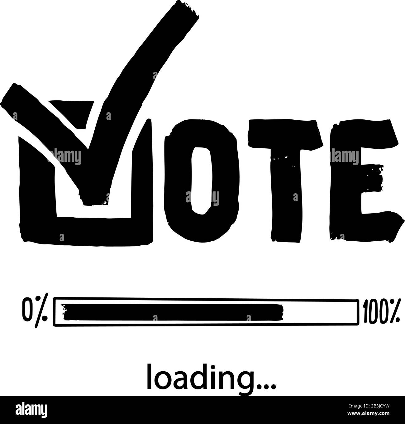 Vote loading bar. Simple vector outline text. Check mark Vote 2020.US ...