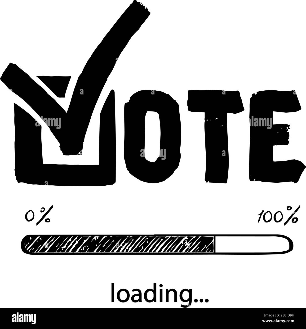 Vote loading bar. Simple vector outline text. Check mark Vote 2020.US ...