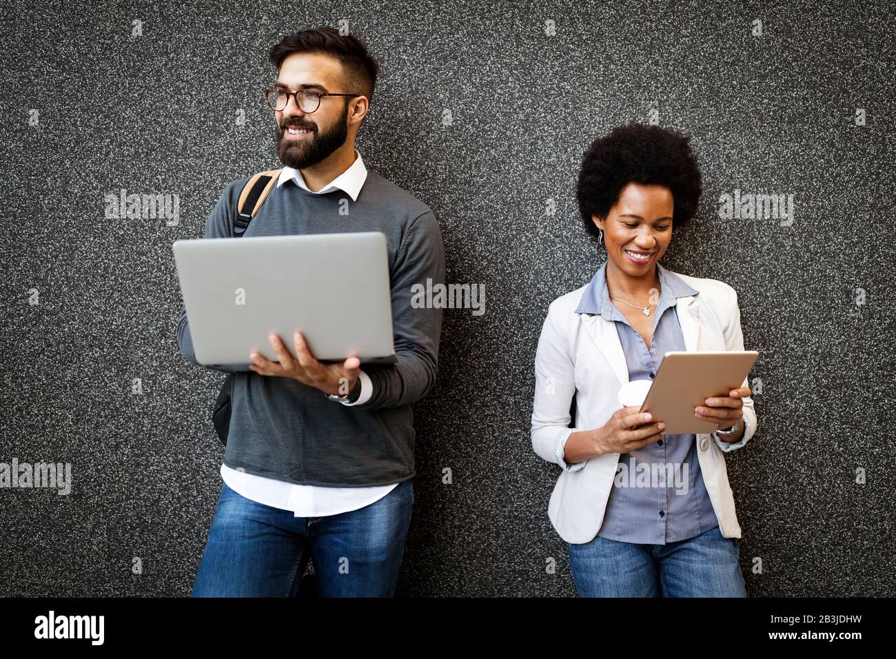 Portrait happy business partners enjoying hi-res stock photography and ...