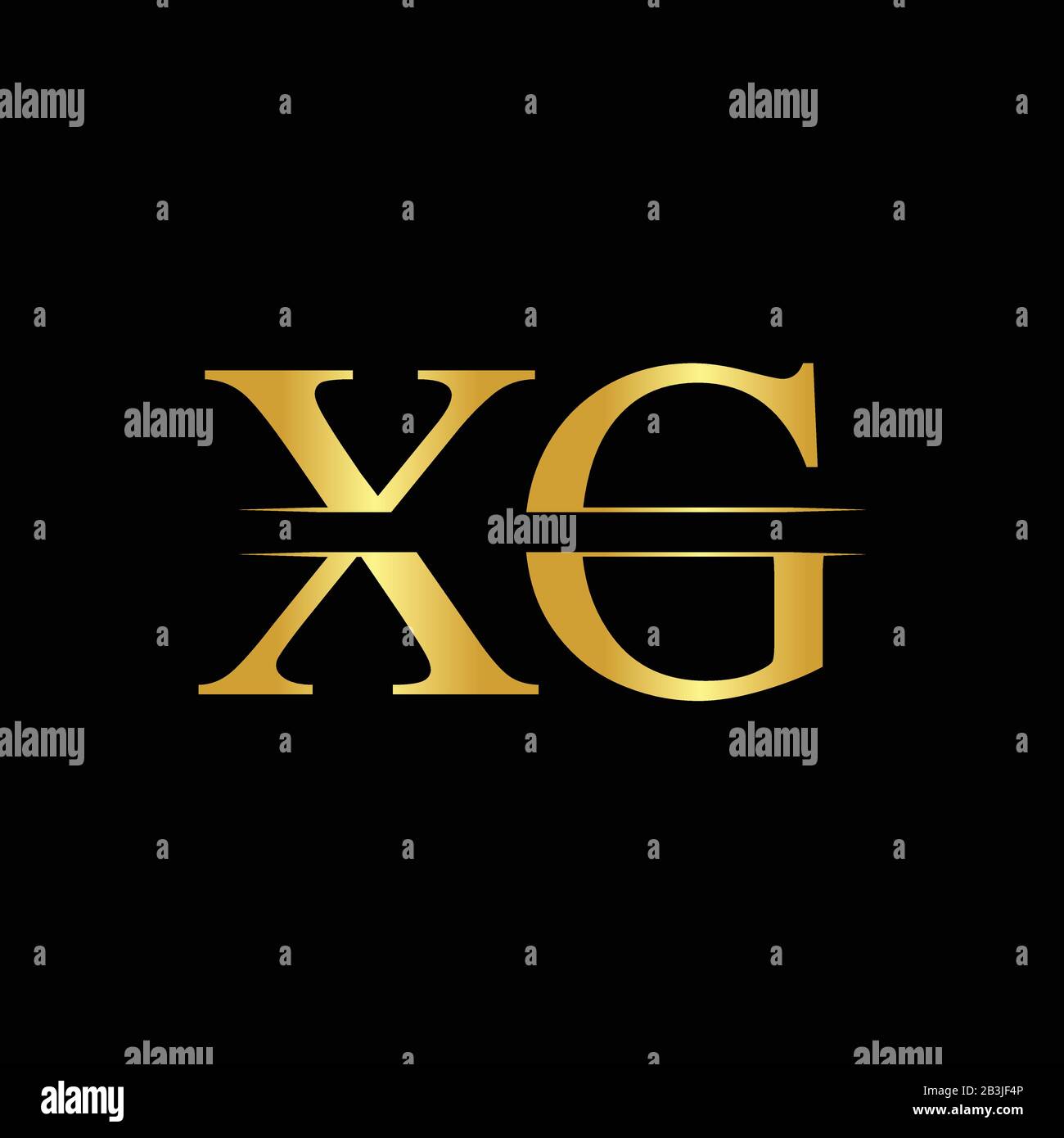 Creative Letter XG Logo Vector With Gold Color. Abstract Linked Letter ...