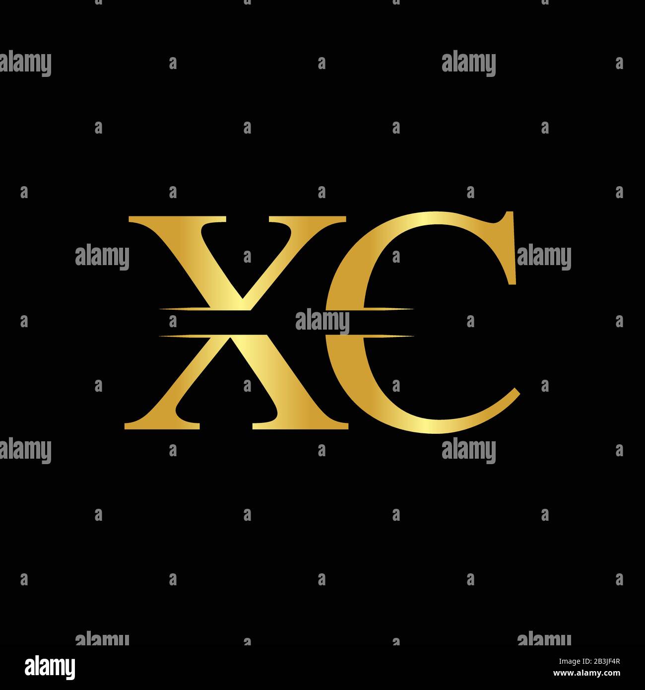Creative Letter XC Logo Vector With Gold Color. Abstract Linked Letter ...