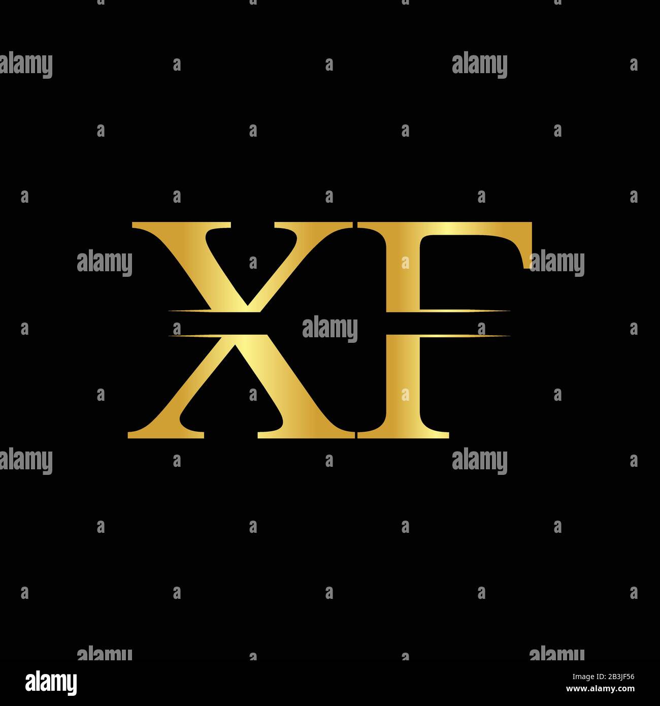 Creative Letter XF Logo Vector With Gold Color. Abstract Linked Letter ...