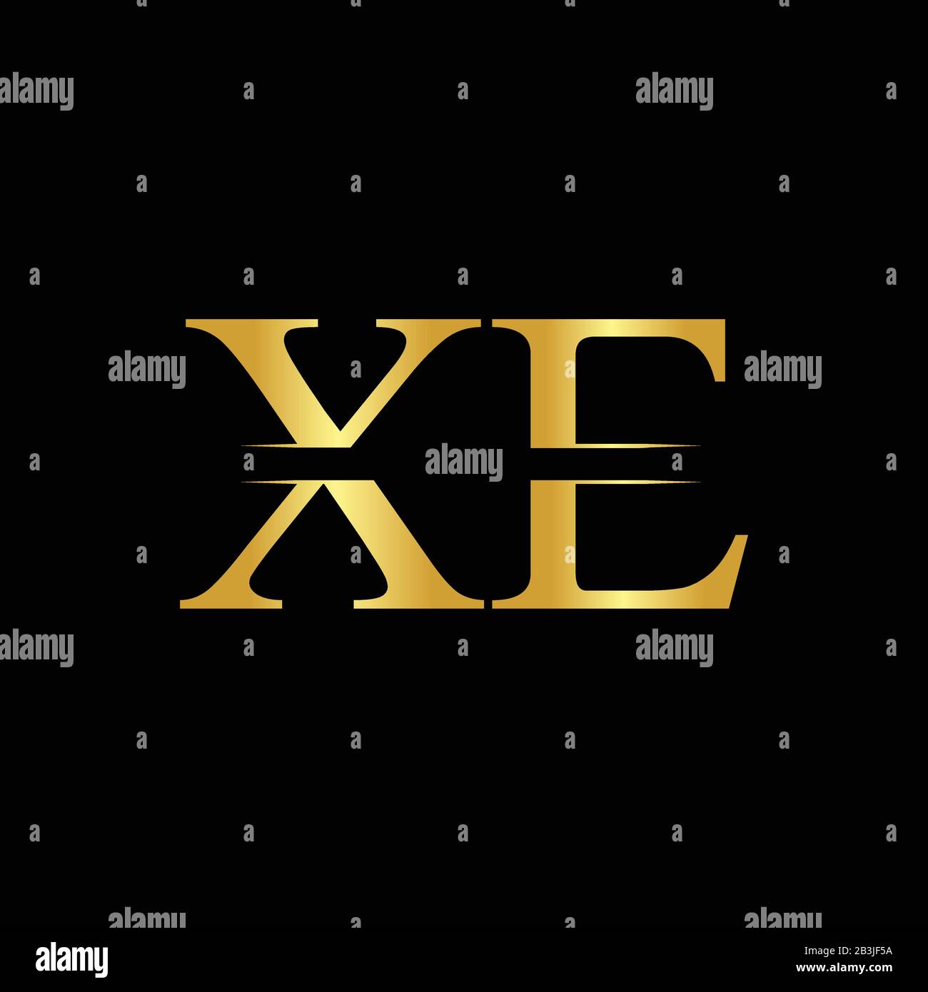 Creative Letter XE Logo Vector With Gold Color. Abstract Linked Letter ...