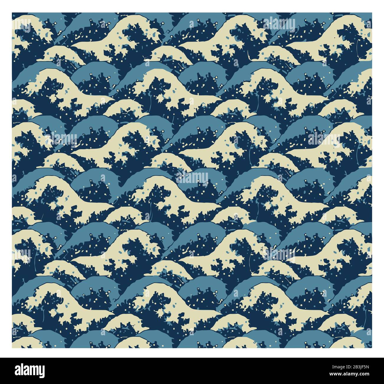 waves sea nature blue foam splash illustration motion pattern Stock ...