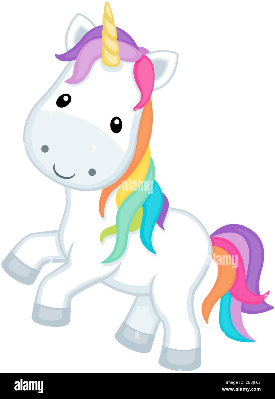 unicorn party fairy tale magic rainbow cute white illustration Stock ...